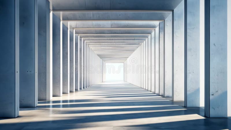 Sunlight Illuminating the End of Empty Concrete Corridor Stock Video ...