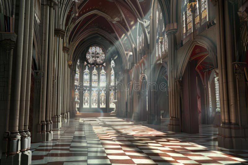 Sunlight Passing through Stained Glass Windows of Gothic Cathedral ...