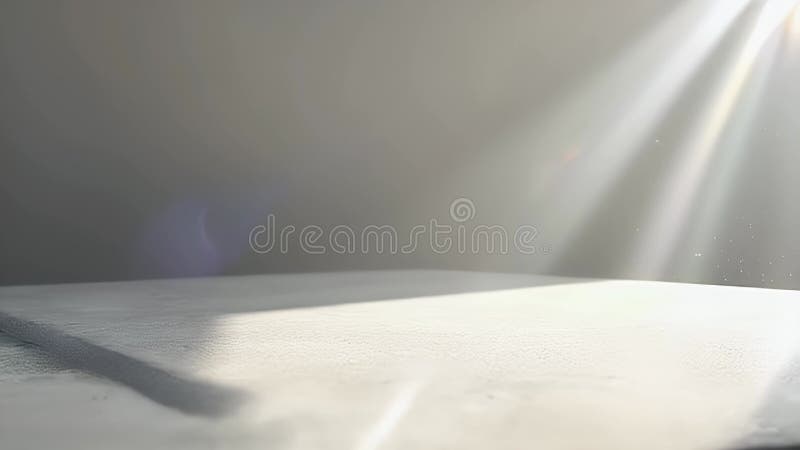Sunlight Illuminating Light Gray Platform with Lens Flare and Floating ...