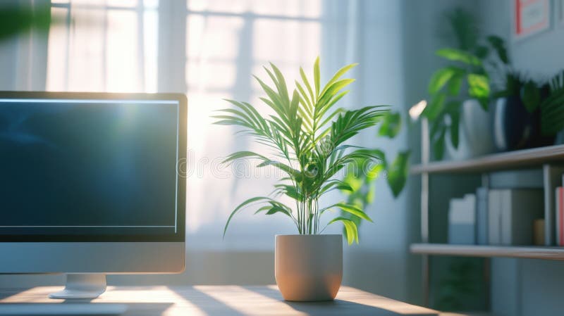 Sunlight Illuminating a Modern Office Workspace with Computer and ...