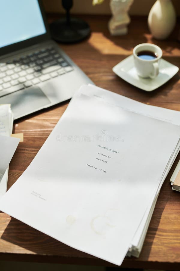 Sunlight Illuminating Office Table with Documents and Coffee Stock ...
