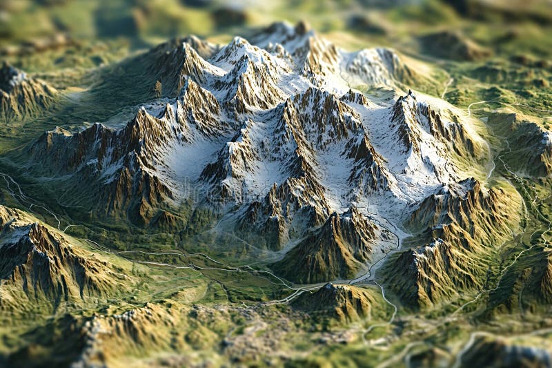 Sunlight Illuminating the Peaks of a Vast Mountain Range Stock Image ...