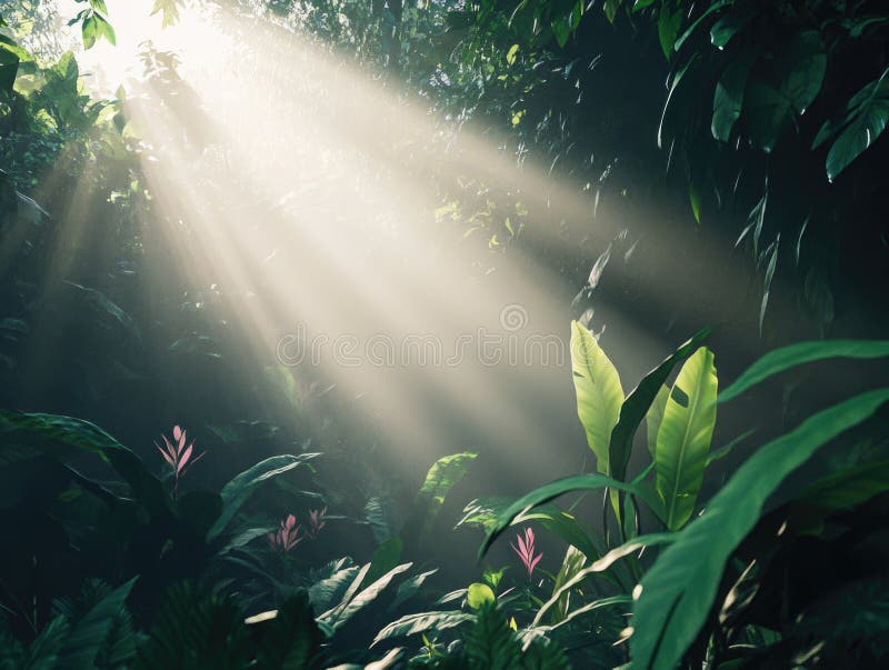 Sunlight in jungle stock photo. Image of bright, green - 381251368