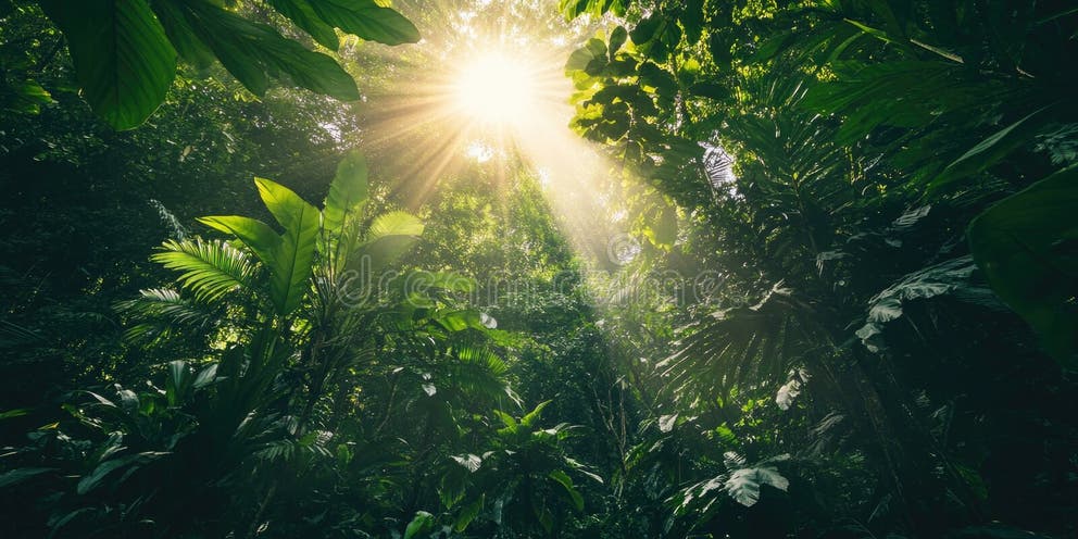 Sunlight in jungle stock photo. Image of tropical, foliage - 376680874