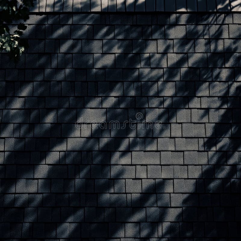 Sunlight and Leaf Shadows on Gray Roof Shingles Capturing Dynamic ...