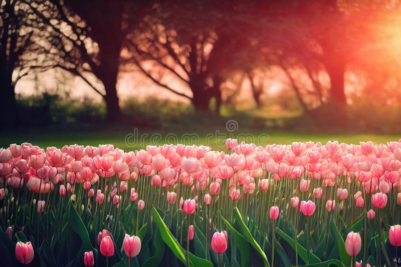 Sunlight Making Its Way through Trees and Illuminating Tulip Flower ...