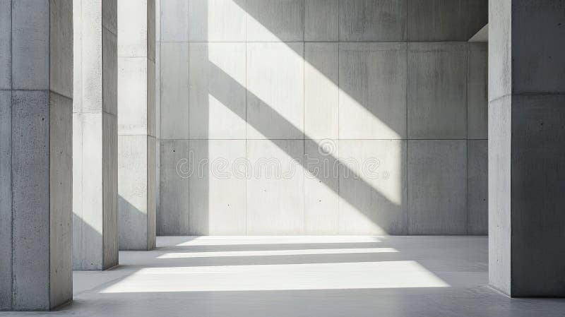 Sunlight in Modern Concrete Room. Minimalist Architecture Interior ...