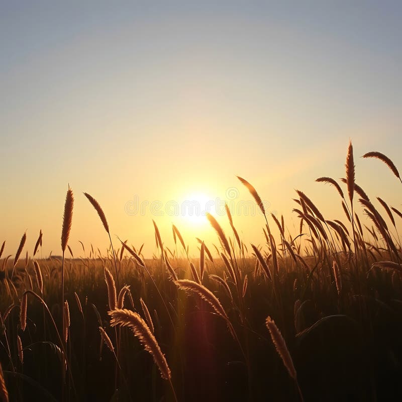 Sunlight in Open Field with Tall Grasses Stock Illustration ...