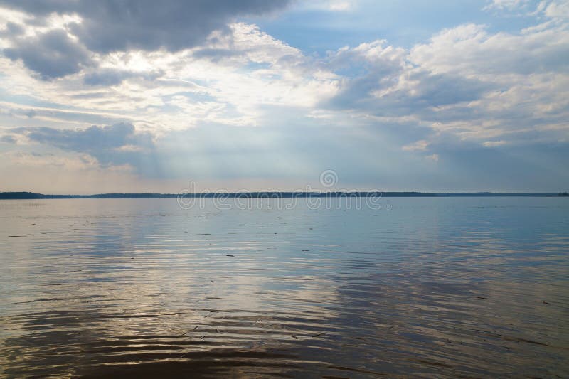 Sunlight over the lake stock image. Image of waterskape - 65141627