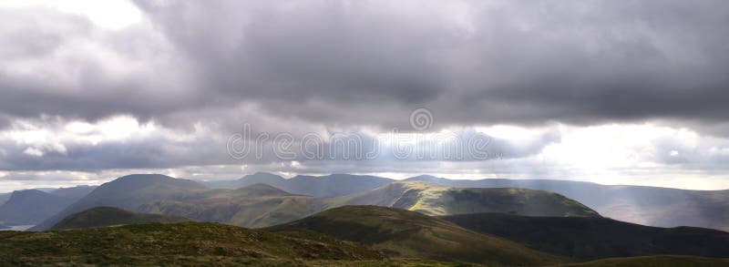 Sunlight Over the Summit of Red Pike Stock Photo - Image of stile ...