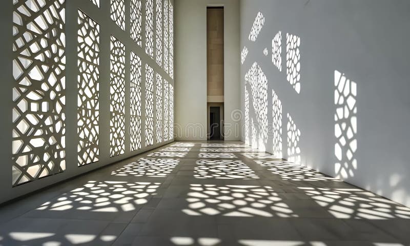 Sunlight Patterns Dance Across Modern Architectural Corridor Stock ...
