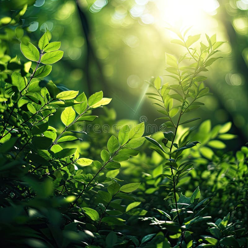 Sunlight Peeks through Forest Canopy Stock Illustration - Illustration ...