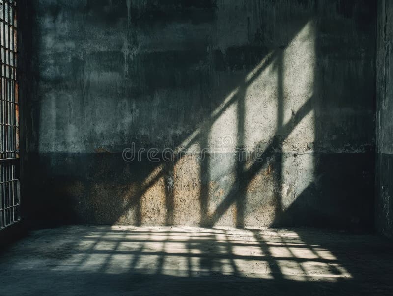 Dramatic Shadows Captured in a Dark and Ominous Prison Cell, Evoking ...