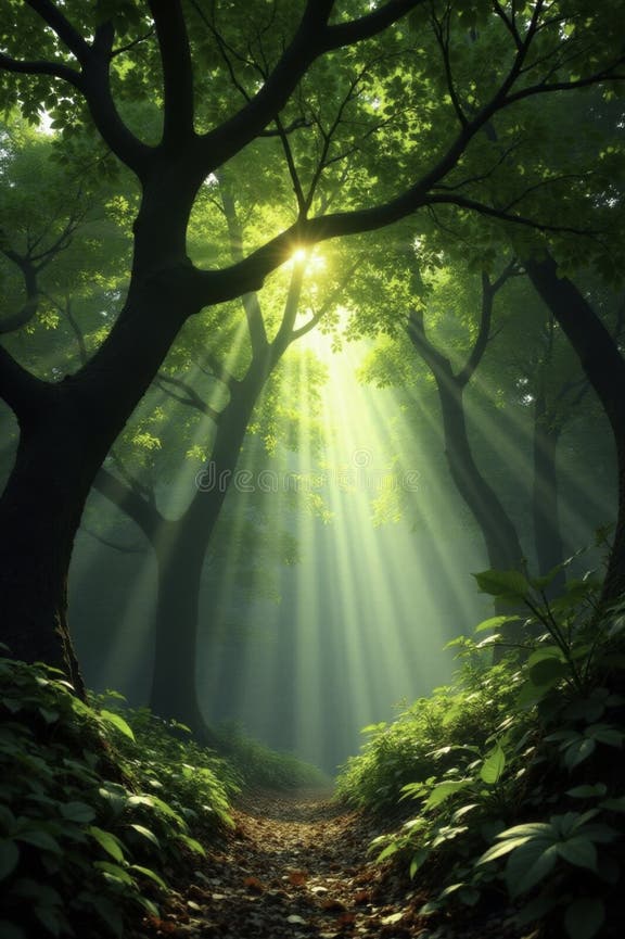 Sunlight Pierces through Gap in Leafy Ceiling, Banyan Tree, Forest ...