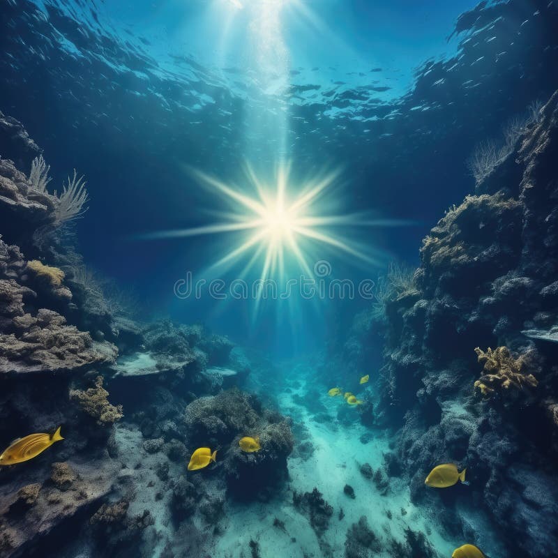 Sunlight Piercing through the Clear Blue Waters Over a Coral Reef ...