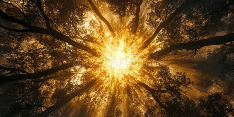 Golden Forest Explosion stock illustration. Illustration of digital ...