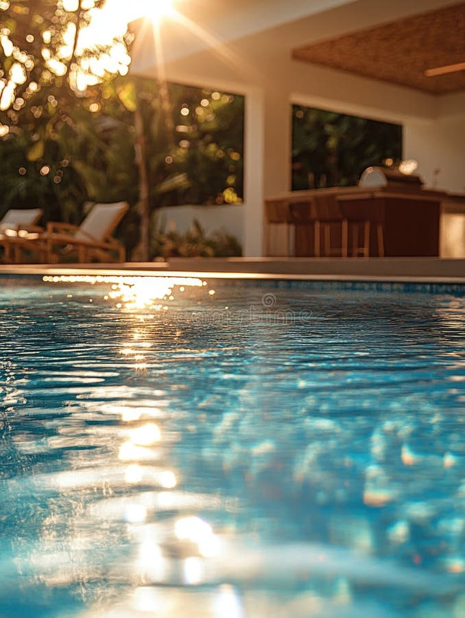 Sunlight on pool water stock photo. Image of summer - 378782304