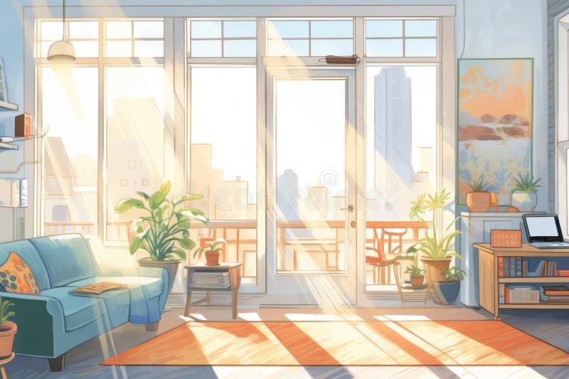 Sunlight Pouring in through Tall, Shuttered Windows, Magazine Style ...