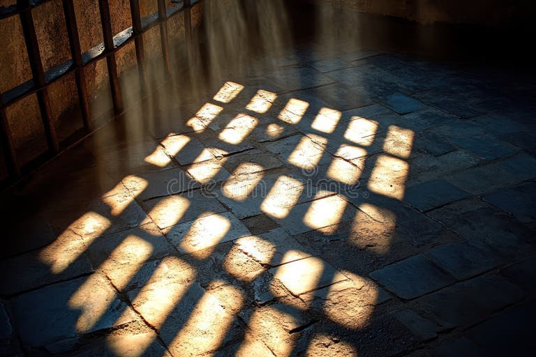 Sunlight through Prison Bars Creating Dramatic Shadows Stock Image ...