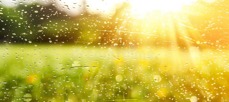 Sunlight through Raindrops, Tranquil Summer Day with Sunbeams Shining ...