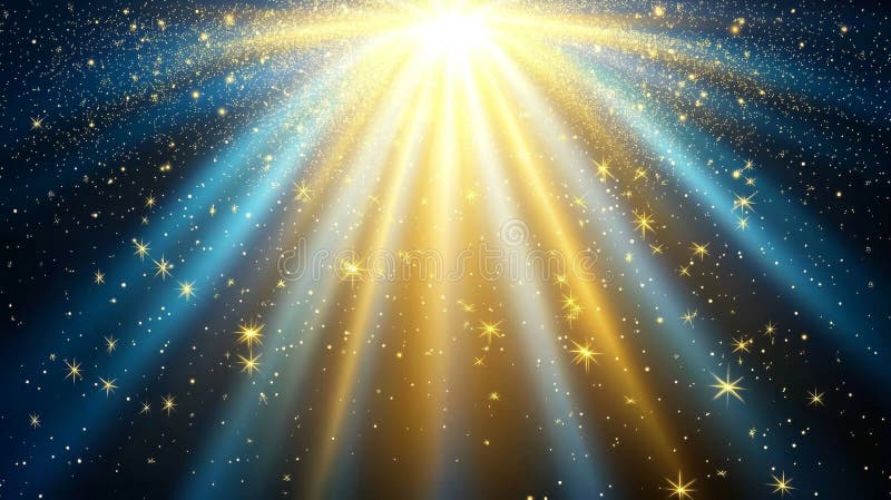 Sunlight Rays and Blue Flare Glow on Black Background. High-quality ...