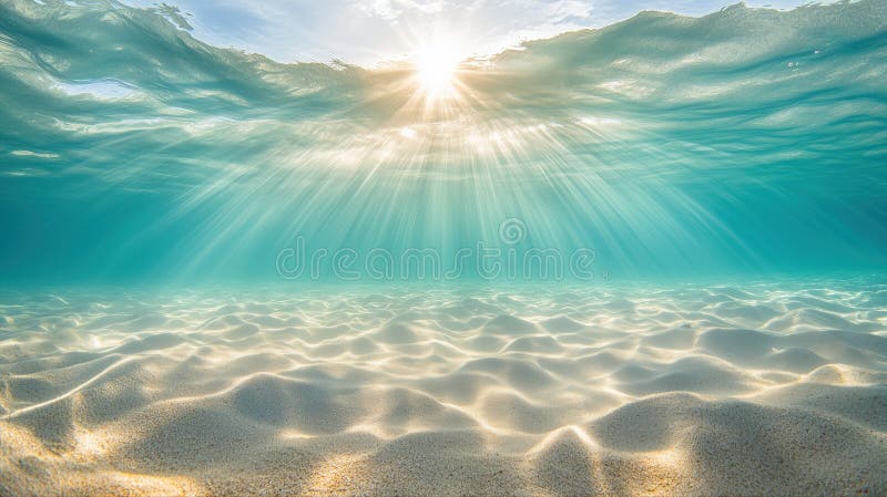Sunlight Rays Filtering through Ocean Surface Over Sandy Seabed in ...