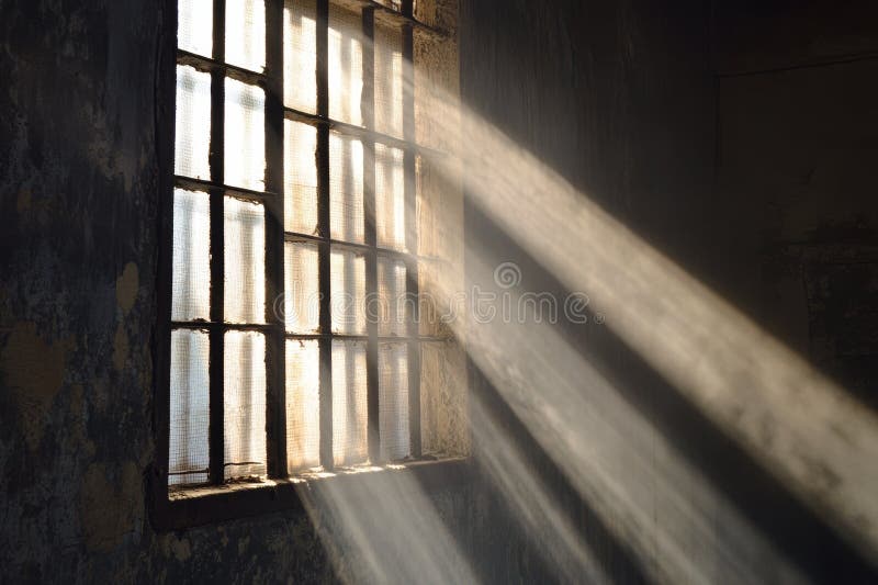 Sunlight Rays Streaming through a Prison Window, Illuminating Cell ...