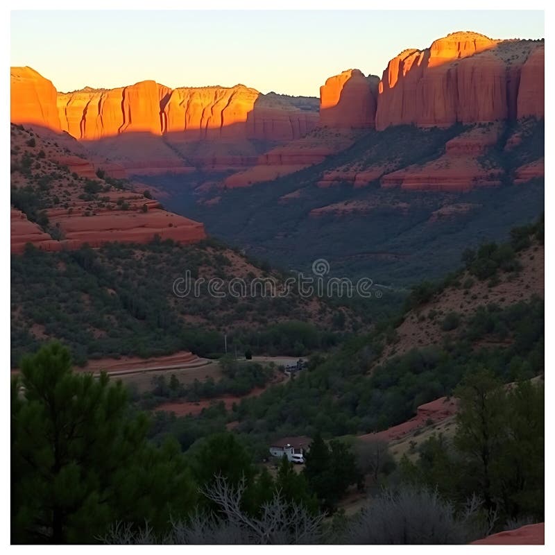 Sunlight on Red Rocks in Sedona Stock Illustration - Illustration of ...