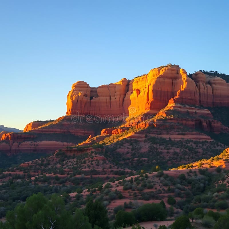 Sunlight on Red Rocks in Sedona Stock Illustration - Illustration of ...