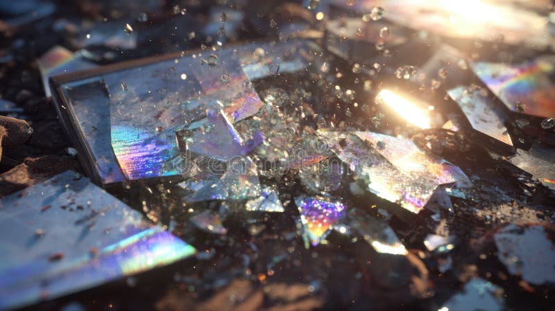 Shattered Cd Reflecting Sunlight on the Ground, Data Loss Concept Stock ...