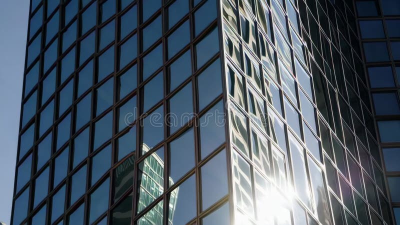 Sunlight Reflecting on Modern Glass Skyscraper Facade Stock Footage ...