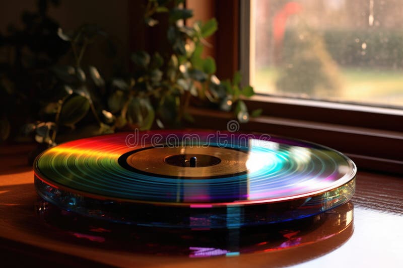 Sunlight Reflecting Off a Cd, Creating Rainbow Hues Stock Illustration ...