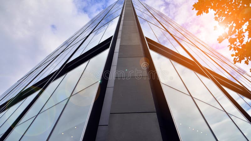 Glass Clad Facade of a Modern Skyscraper Covered in Reflective Plate ...