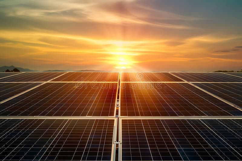 Sunlight Reflecting on Solar Panels for Efficient Renewable Energy ...