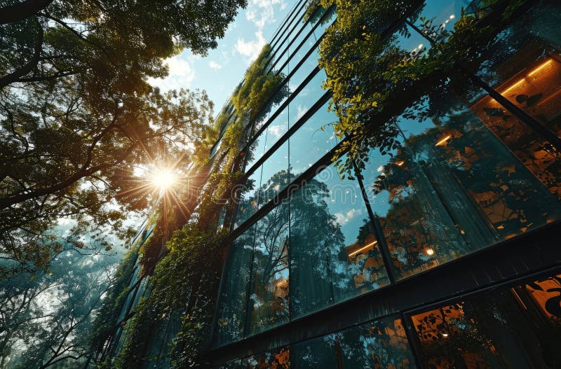 Sunlight and Reflections Nature Meets Modern Architecture Stock ...