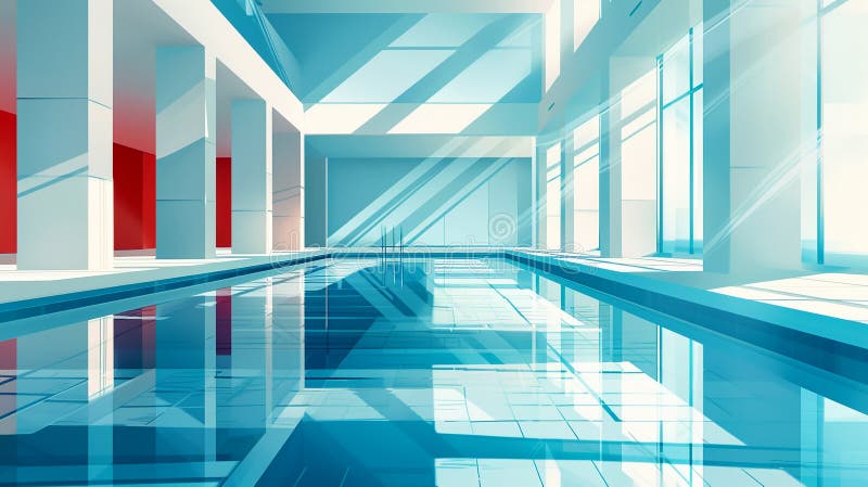 Sunlight Reflections in a Serene Indoor Pool with Striking ...