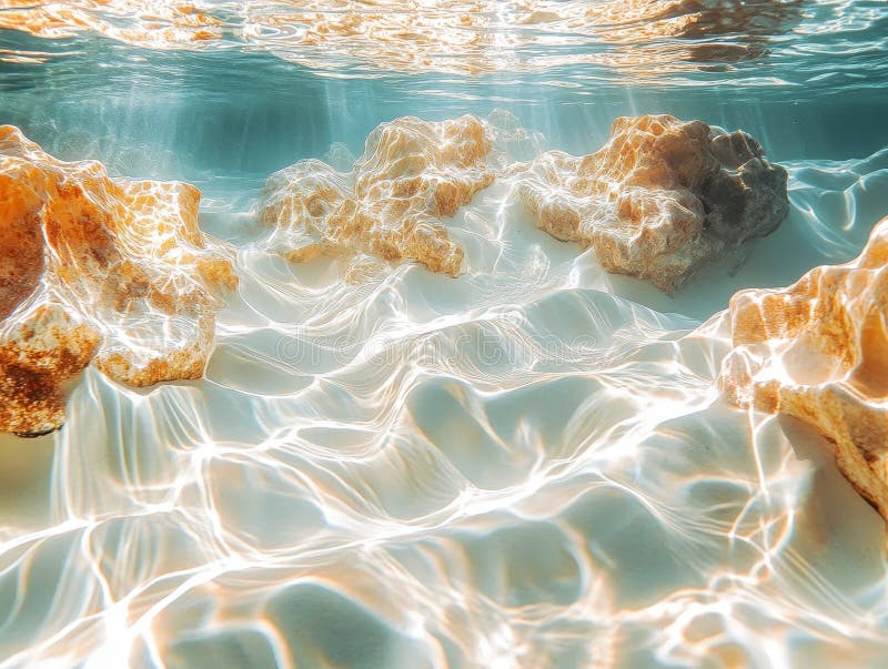 Sunlight Reflections Underwater Sand Patterns Tranquility Ocean Nature ...