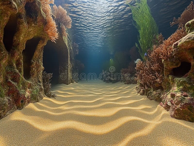 Sunlight Reflections Underwater Sand Patterns Tranquility Ocean Nature ...