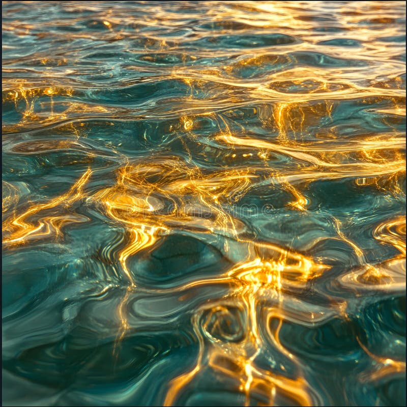 Sunlight Reflects Off Gently Rippling Water, Creating Dynamic Golden ...