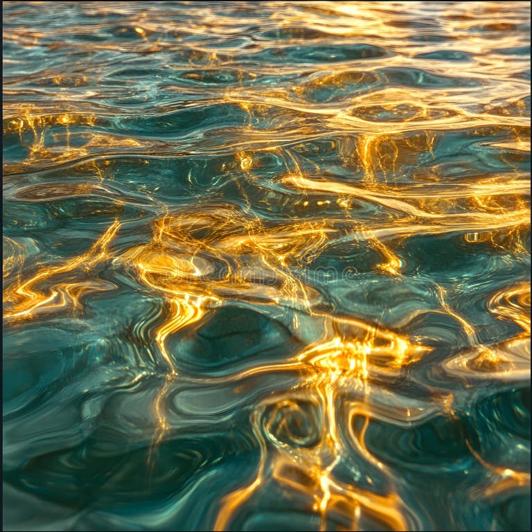 Sunlight Reflects Off Gently Rippling Water, Creating Dynamic Golden ...