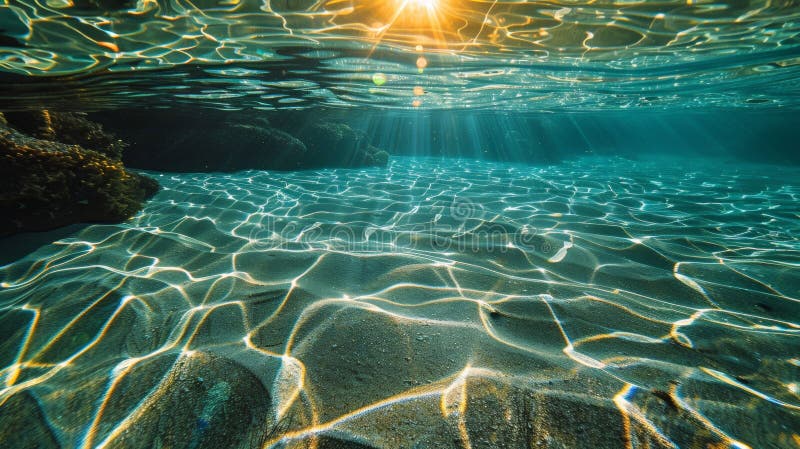 Sunlight Refracting through Crystal-clear Water, Revealing the Patterns ...