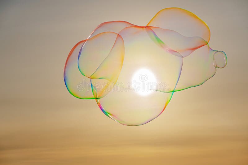 Sunlight Refracting through Large Colorful Bubbles on the Ocean Coast ...