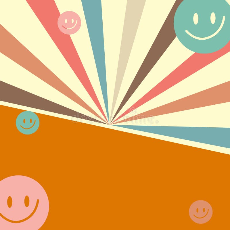 Sunlight Retro with Radial Lines and Face Smile. Colorful Background ...