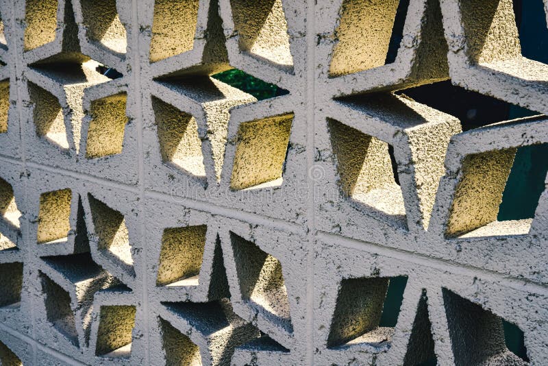 Sun and Shadow Pattern in Dimensional Concrete Brickwork Stock Image ...