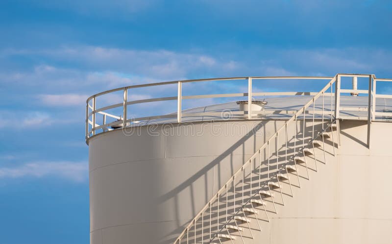 Sunlight and Shadow on Spiral Staircase Surface of Storage Fuel Tank ...