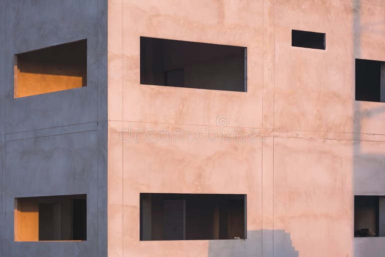 Sunlight and Shadow on Surface of Concrete Wall of Incomplete ...