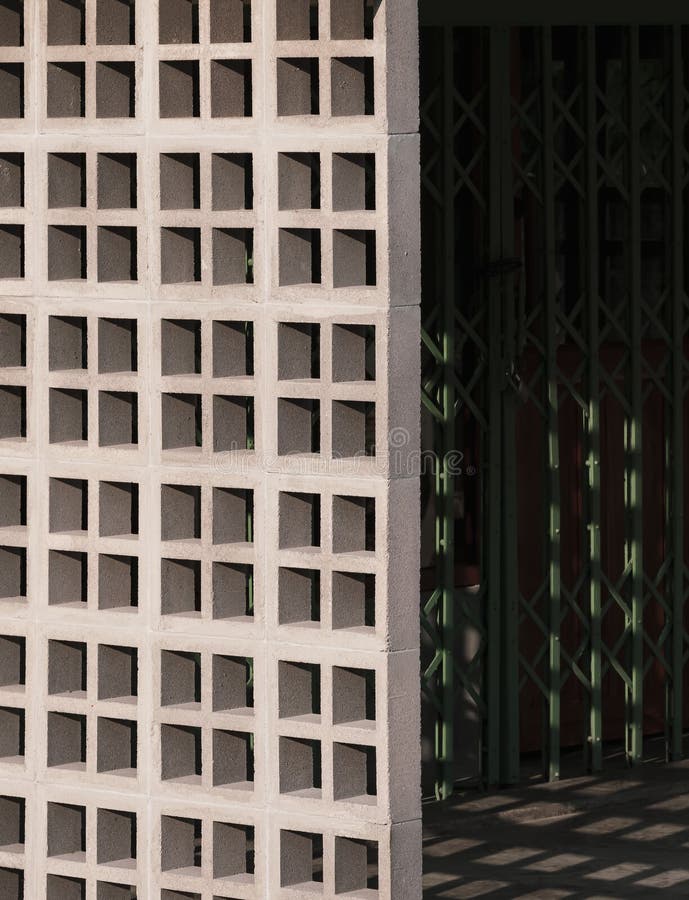 Sunlight and Shadow on Surface of Decorative Concrete Block Wall with ...