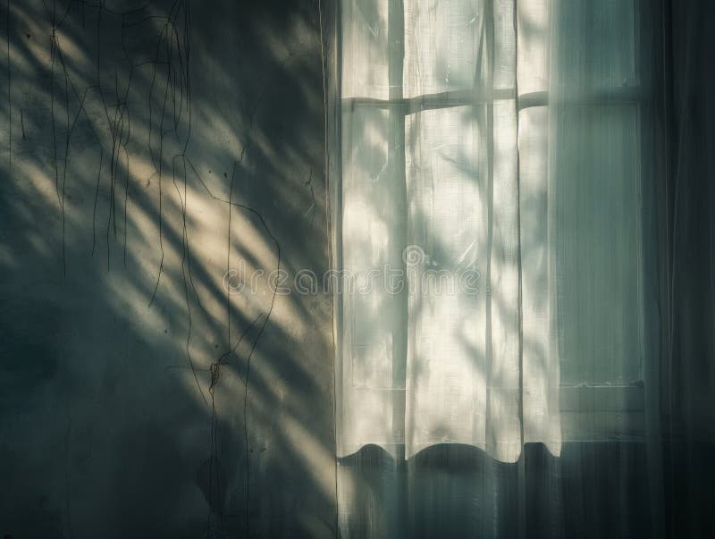 Sunlight Shadows on Curtain and Wall Stock Image - Image of elegance ...