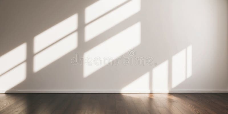 Sunlight and Shadows on a White Wall and Wooden Floor. Stock Image ...