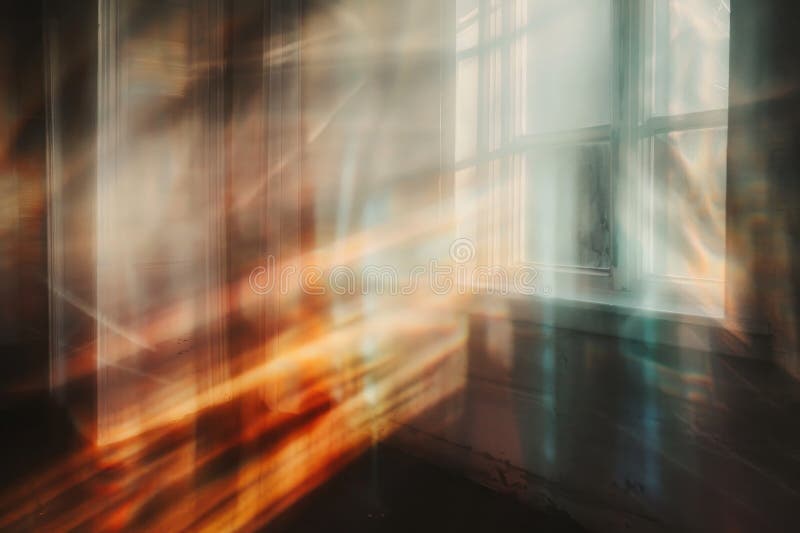 Sunlight through Sheer Curtains Creating Rainbow Light Effects on ...